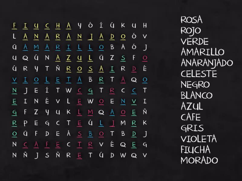 sopa de letras de colores - Wordsearch