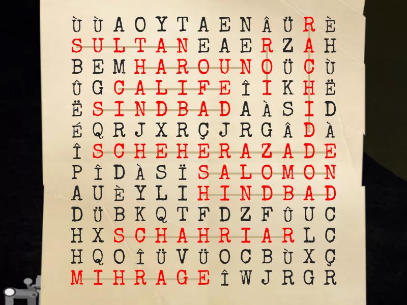 Les personnages de Sindbad Le marin - Wordsearch