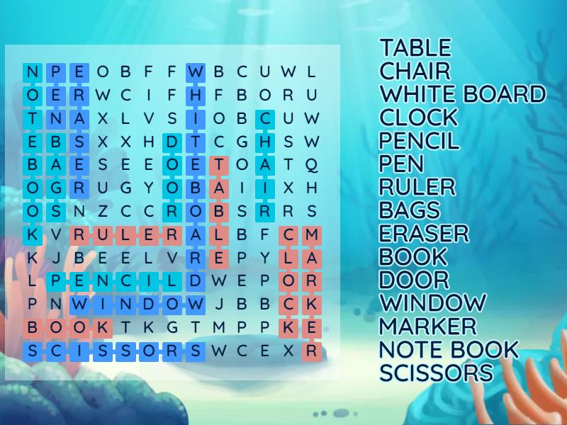 THINGS IN THE CLASSROOM - Wordsearch