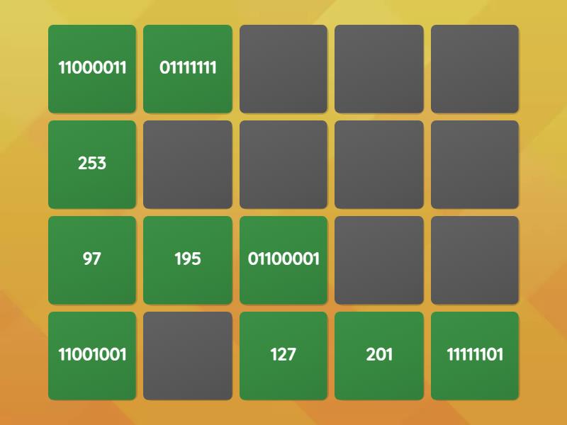 Binary to Denary Conversions - Parejas