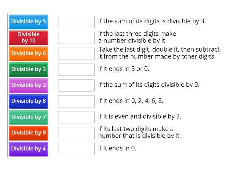M4_Divisibility rule - Match up