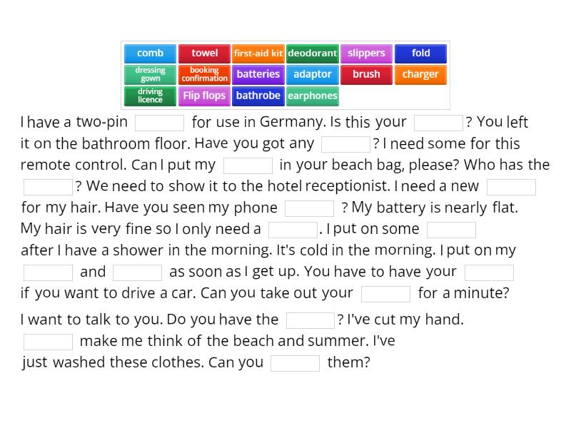 2A Packing - Completa la oración