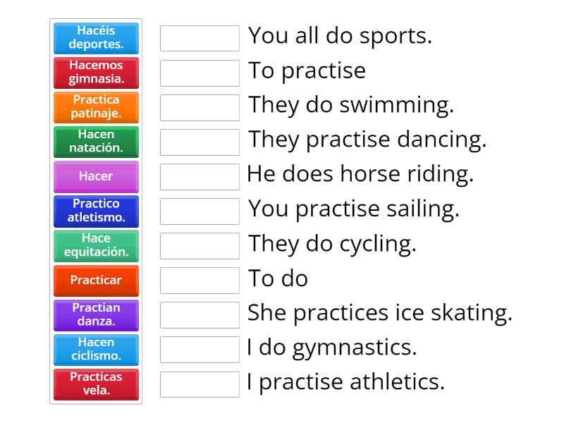 Sports with Hacer and Practicar - Match up