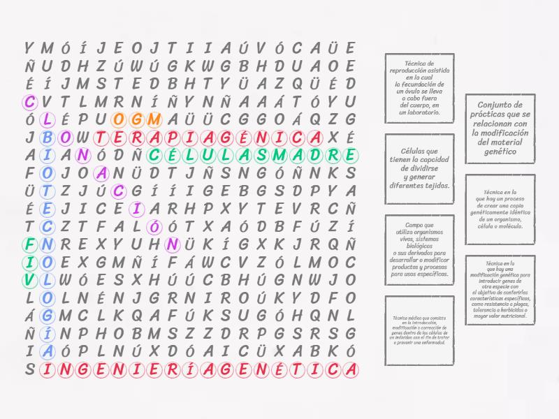 Manipulación Genética - Sopa de letras