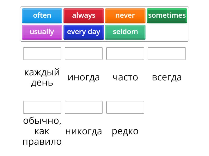 Present Simple / adverbs of frequency RUS - Match up