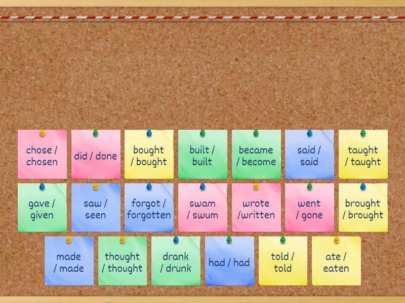 Irregular Verbs ( all 3 forms) - Find the match