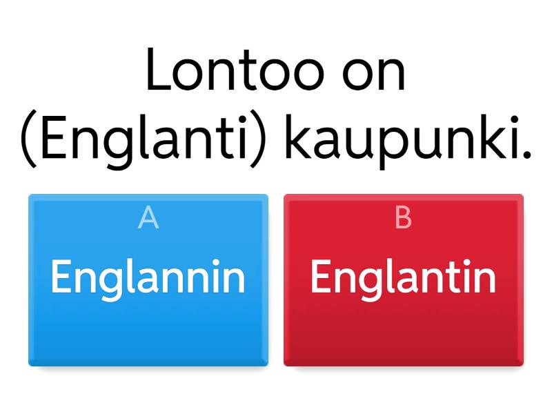 Genetiivi: helppo - Cuestionario