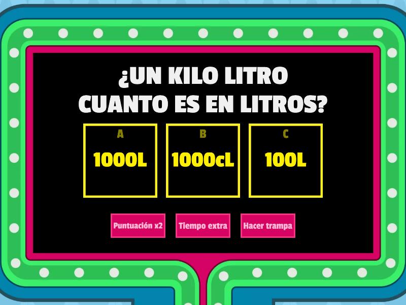 Matematicas, medida de los litros. - Concurso de preguntas