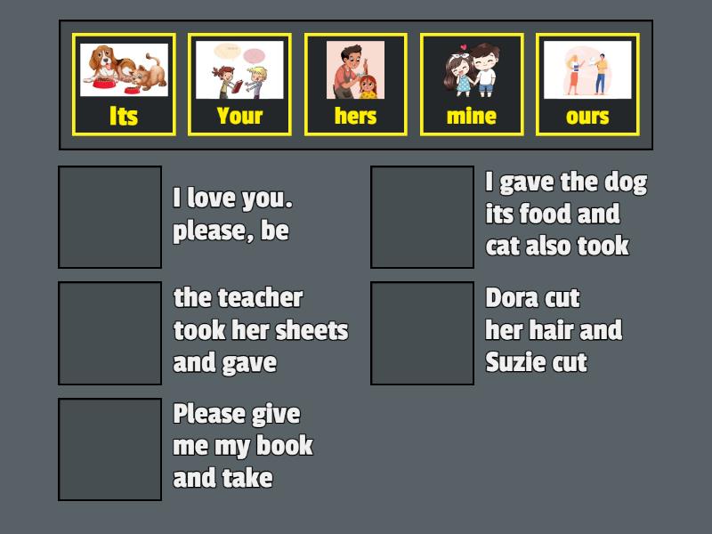 complete with the correct possessive pronoun - Match up