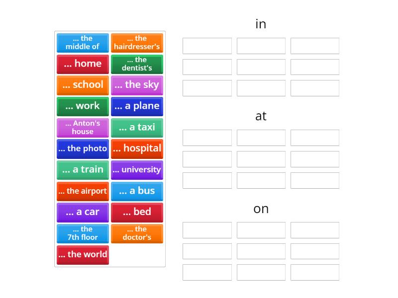 EF Elementary Unit 4B Prepositions of place (Murphy) Part 2 - Group sort