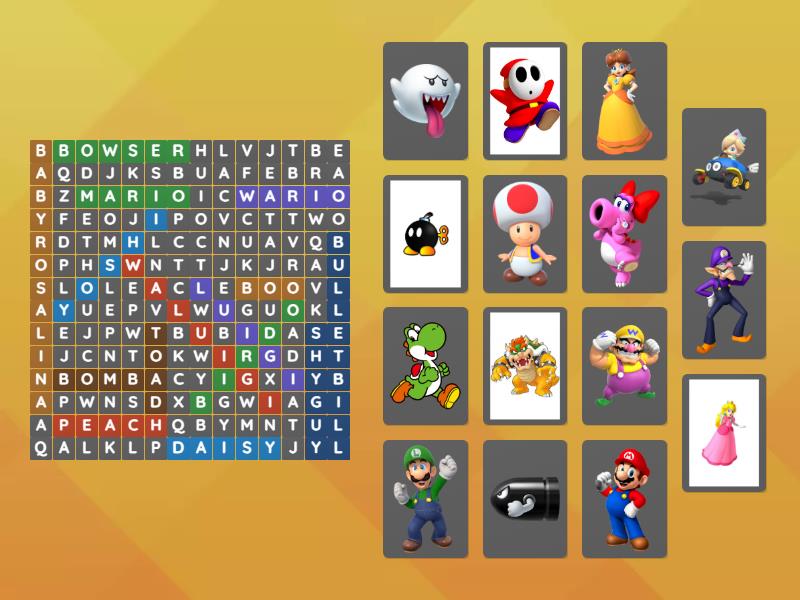 Mario word search - Sopa de letras