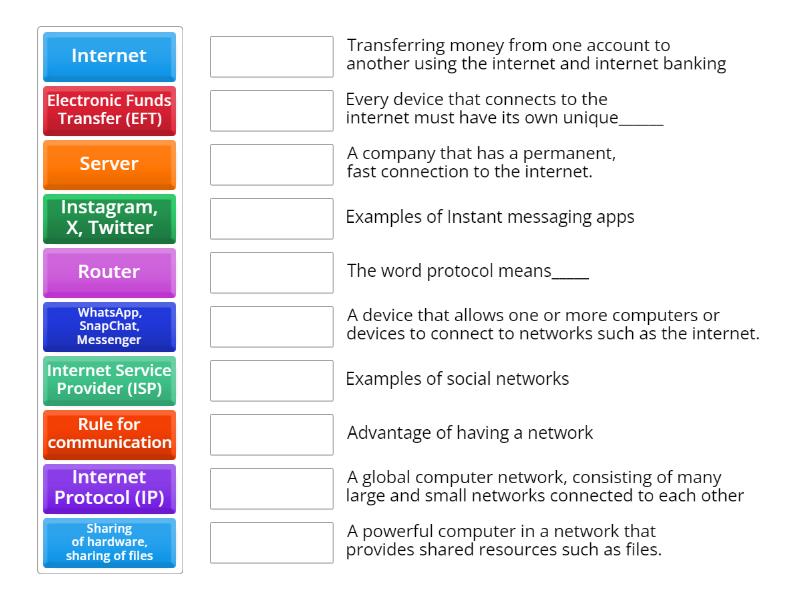 Introduction to networks - Match up