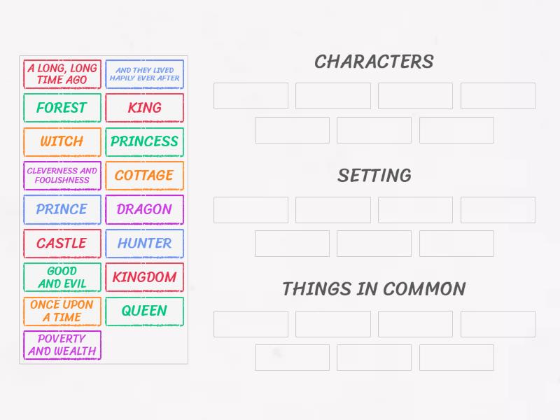 FAIRY TALES ELEMENTS - Group sort
