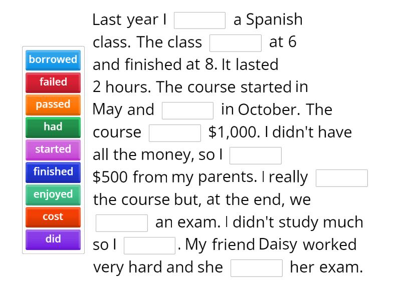 B1 Outcomes: Unit 7 - Vocabulary 'Describing courses' #2 - Complete the ...