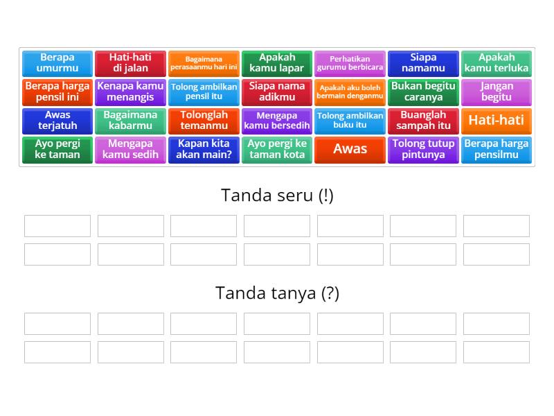 Materi Tanda Tanya dan Tanda Seru - Pengurutan grup
