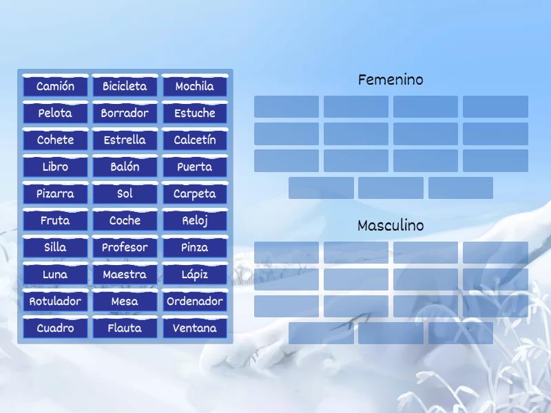 SUSTANTIVOS femeninos y masculinos. - Group sort
