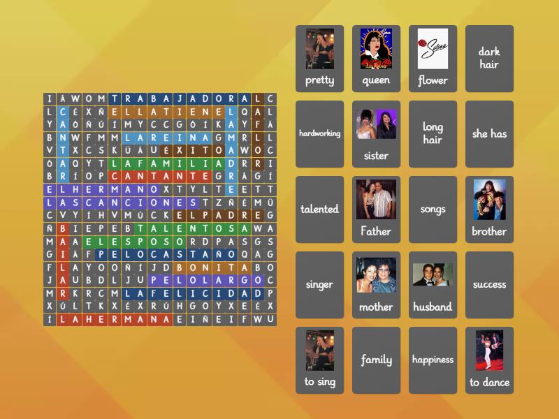 Selena- Word search - Sopa de letras