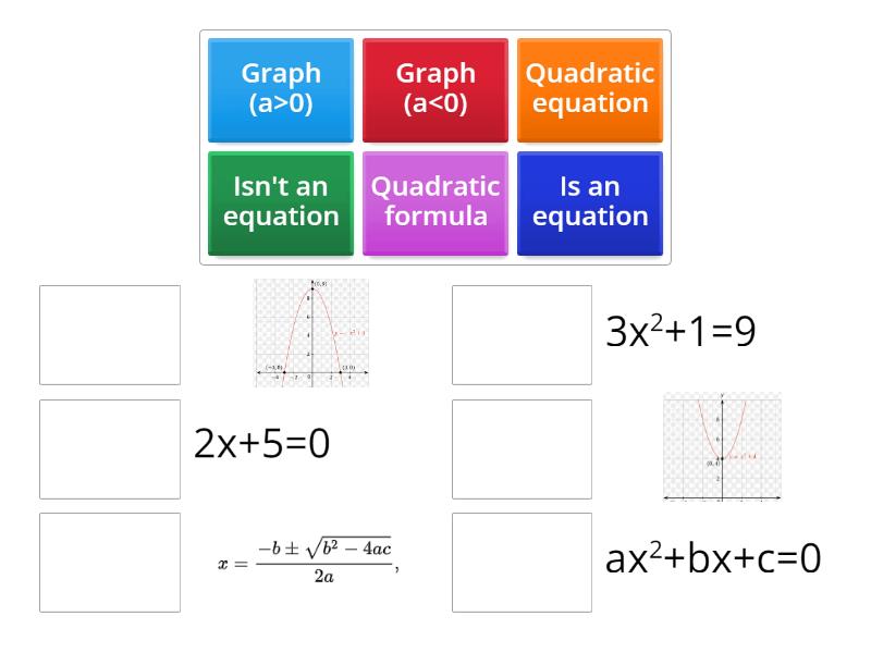 Quadratic function quiz - Match up