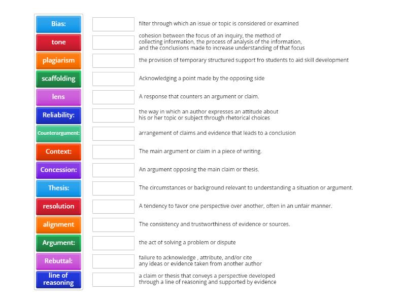 AP seminar glossary - Match up