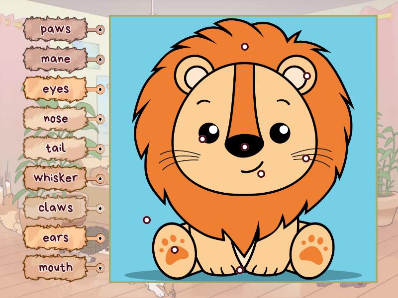 Lion body parts 2nd grade CBT - Labelled diagram
