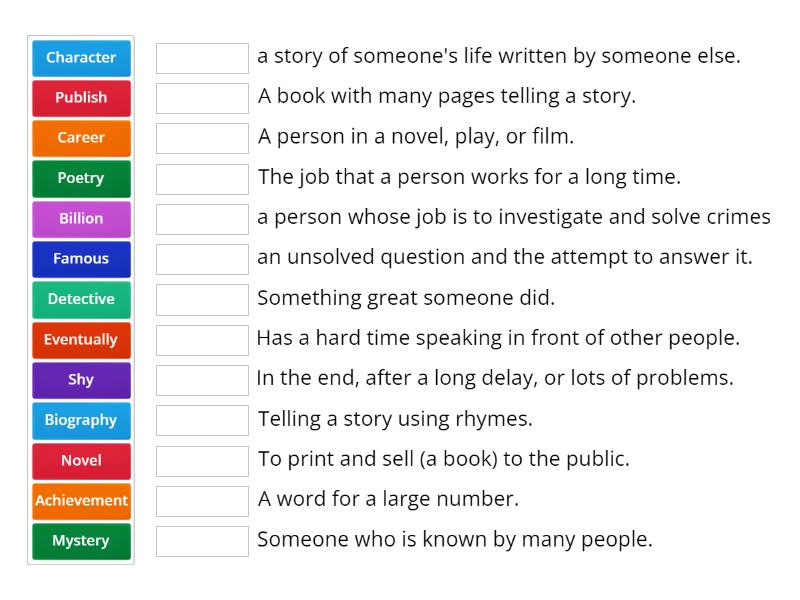 Biography Word Match - Une las parejas