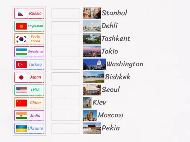 match the countries with their capitals - Associação