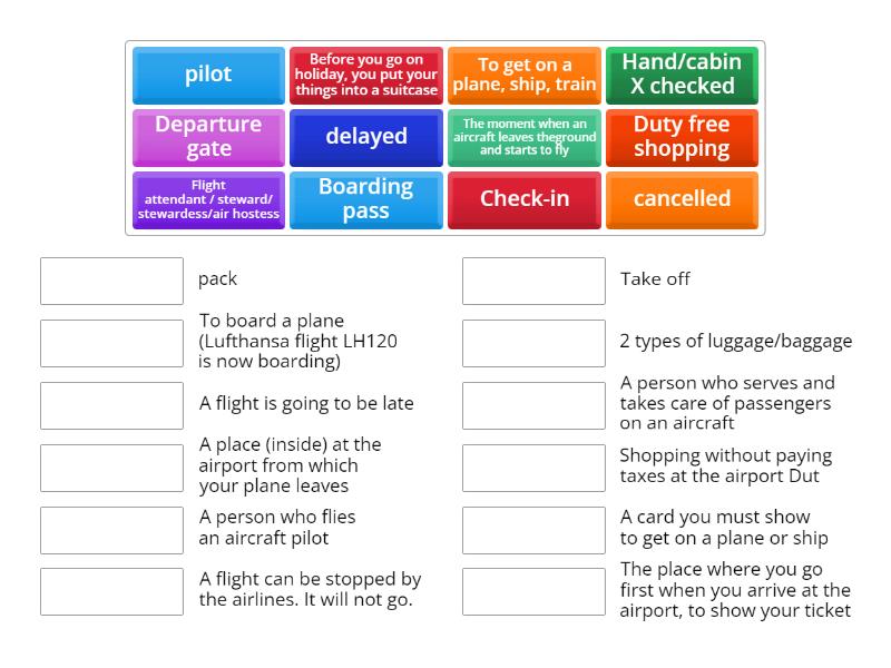 AIRPORT vocabulary from isl collective - Match up