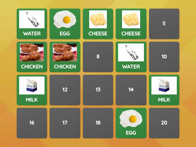 MEMORY GAME FOOD (vocabulary) - Matching pairs
