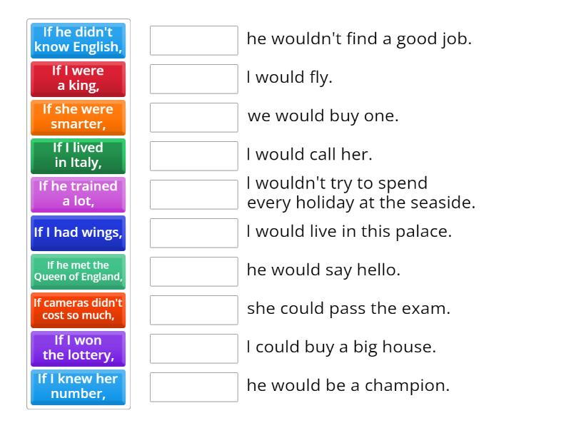 EF PI Unit 9A Second Conditional - match - Match up