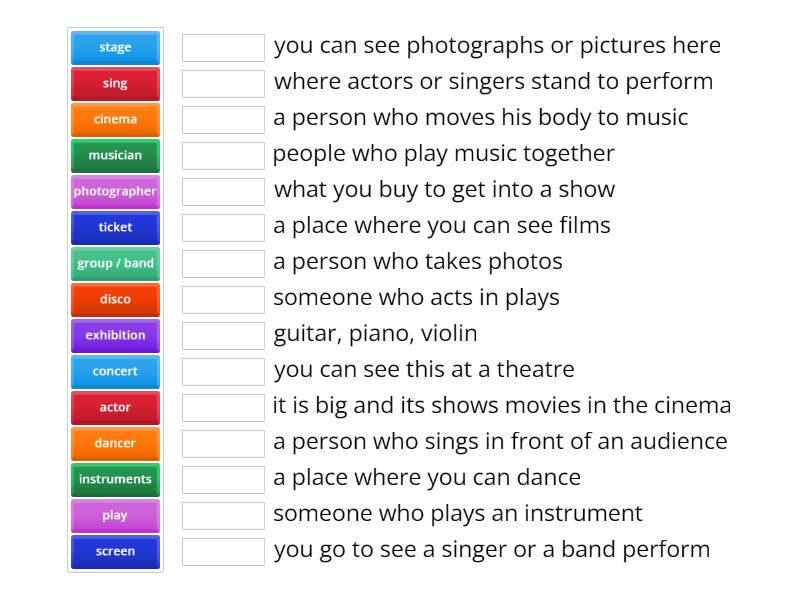 Unit 9 vocabulary - Match up