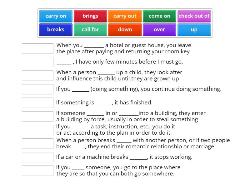 Phrasal verbs B1 Part 1 - Une las parejas