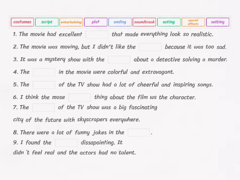 Review movies Focus2 - Complete the sentence