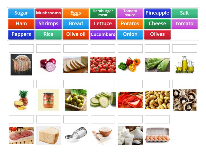 Ingredients for cooking - Match up