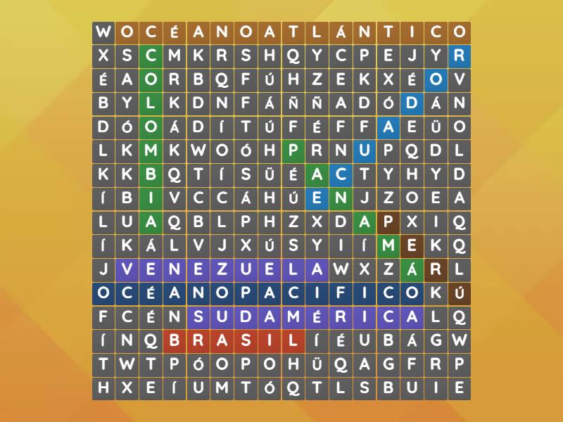 Sopa de letras Colombia - Wordsearch