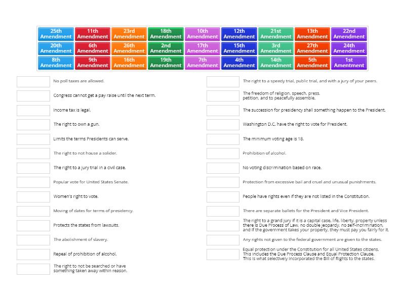 27 Amendments Game - Match up