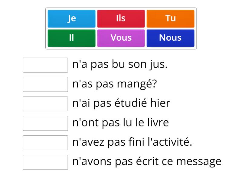 Passé composé avec la négation - Une las parejas