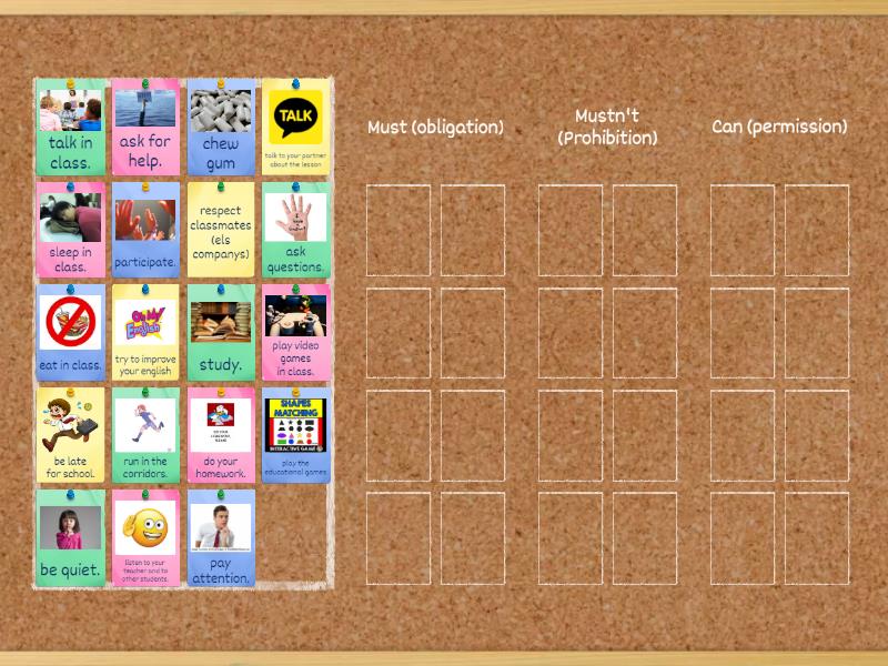 Energize 1 Unit 6 Classroom rules - Group sort