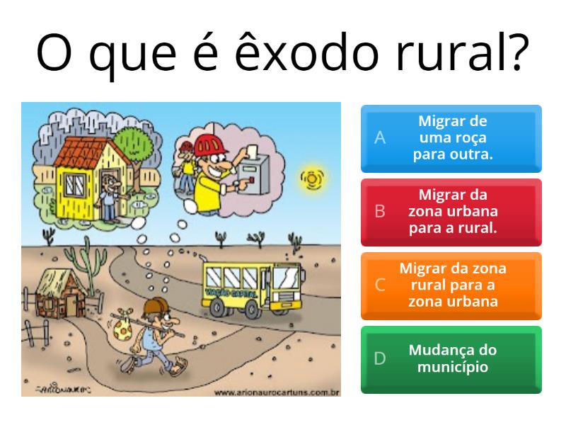 Êxodo rural e problemas urbanos - Quiz