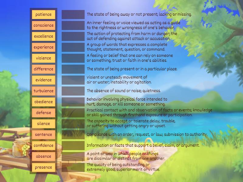 6th class 7th May 2024 'ence' words - Match up