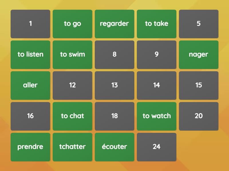Les Verbes - Matching pairs