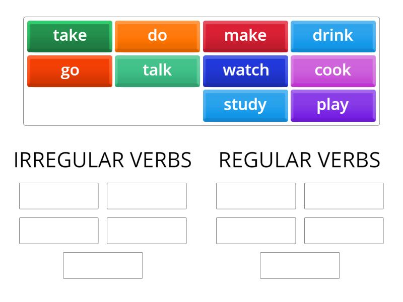 Classify regular and irregular verbs - Group sort