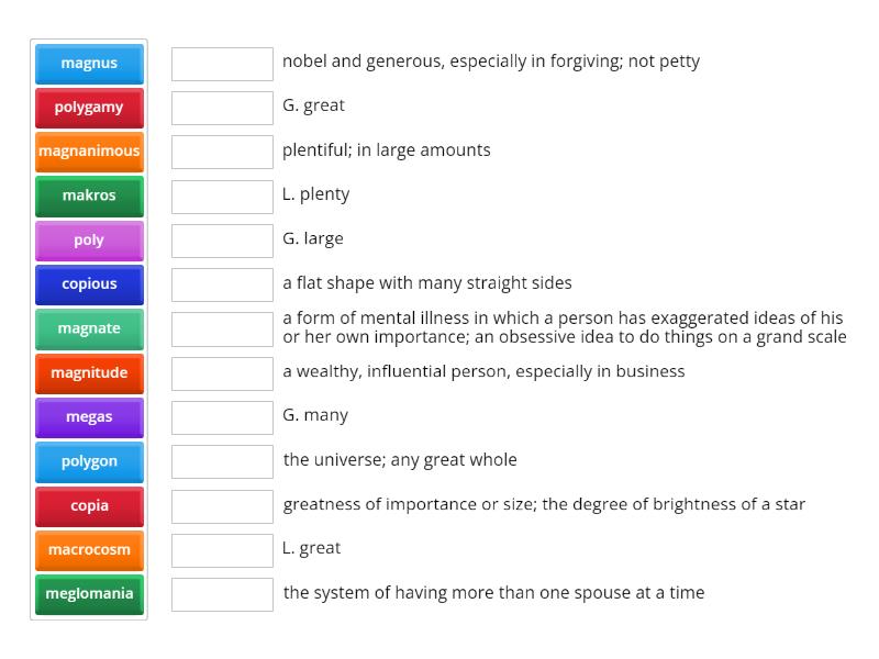 Lesson 6 Vocabulary - Match up