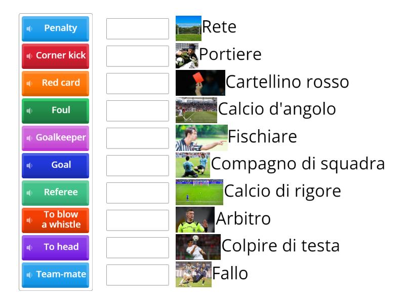 Lessico ed espressioni sul calcio da abbinare - Match up