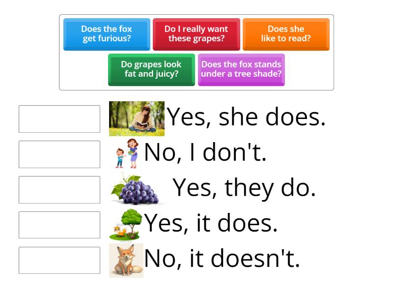 PRESENT SIMPLE: YES - NO QUESTIONS AND SHORT ANSWERS - Match up