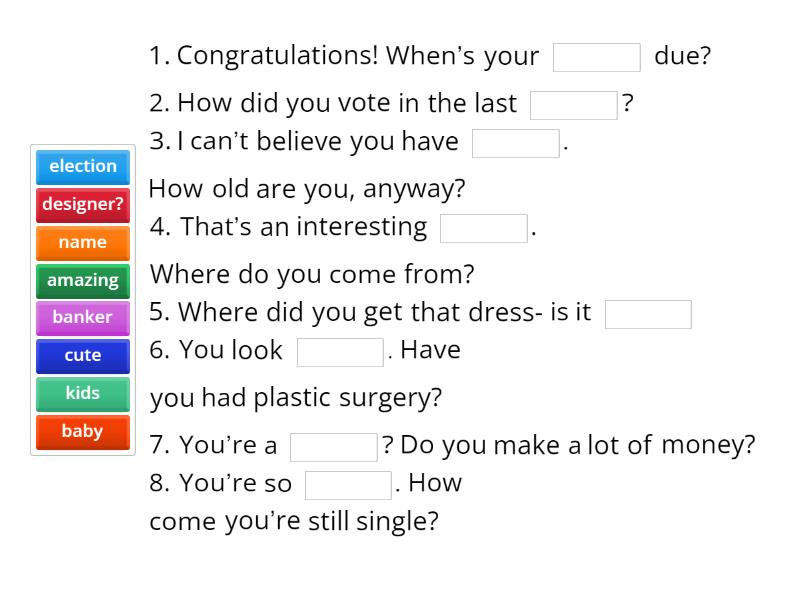 OPTIONAL EXTENSION - GETTING TO KNOW SOMEONE - Complete the sentence