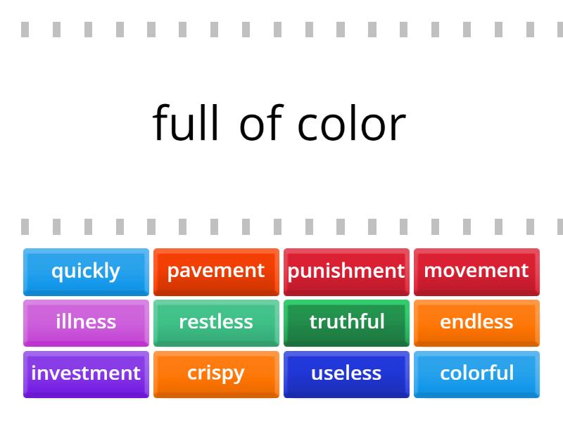 Revised Suffixes (-ful, -less, -ment) - Find the match
