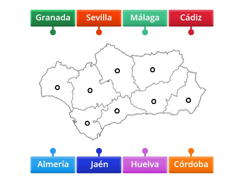 Provinces of Andalucia - Labelled diagram