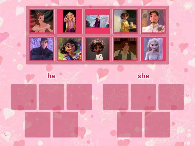 he/she Disney - Group sort