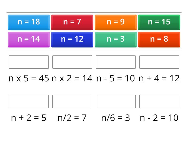 Solving One-Step Equation - Match up