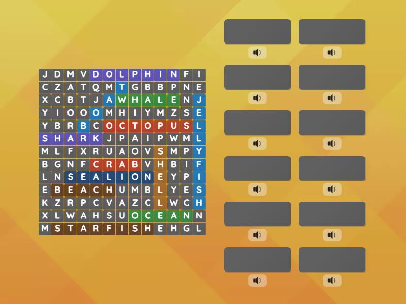 Unit 2: Lesson 1 & 2 Vocabulary (Ocean Words) - Caça-palavras